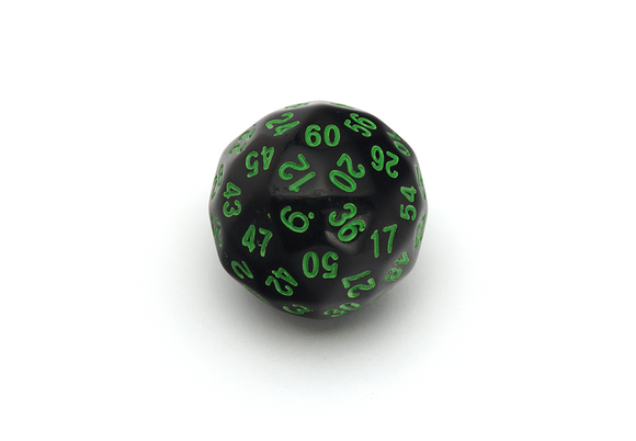Sixty-Sided Dice - D60 | Black & Green | DiceRoll UK