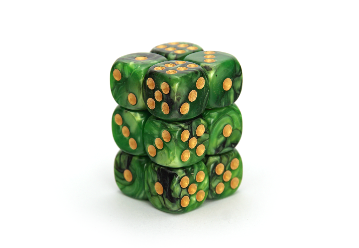 Elemental Dice | Black & Green | 12x16mm Dice Block | DiceRoll UK