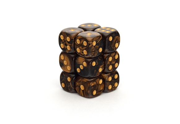 Elemental Dice | Black & Gold | 12x16mm Dice Block | DiceRoll UK